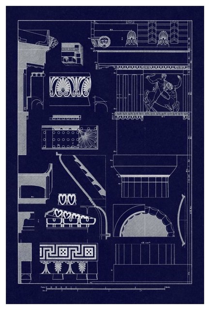 "Details of Parthenon at Athens (Blueprint)" Paper Print by J. Buhlmann ...