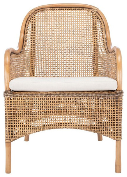 Lauren Rattan Accent Chairs With Cushion Natural/White - Tropical ...