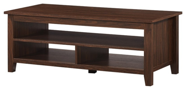 48" Grooved Panel Sided Wood Coffee Table - Dark Walnut - Transitional ...