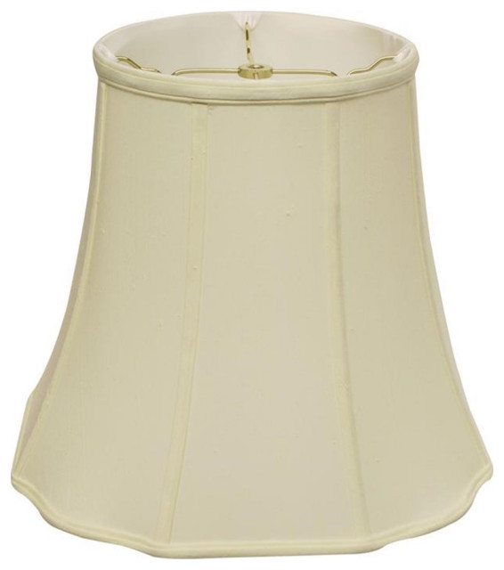 14"W Shantung Fabric Slant Fancy Octagon Softback Lampshade in Off ...