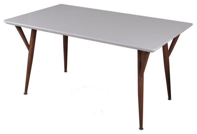 60" Rectangular white glossy dining table - Midcentury - Dining Tables ...