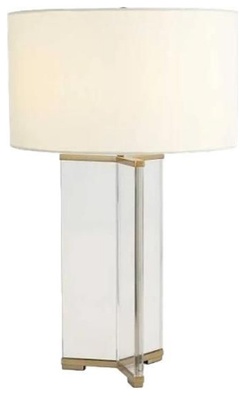 Luxe Clear Crystal Tripod Slab Shaped Table Lamp Y Shape Brass ...