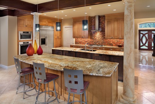 Golden Persa Granite Countertops Kitchen Design Ideas
