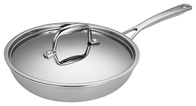 10 Inch Triple-Ply Stainless Steel Fry Pan with Lid - Modern - Frying ...