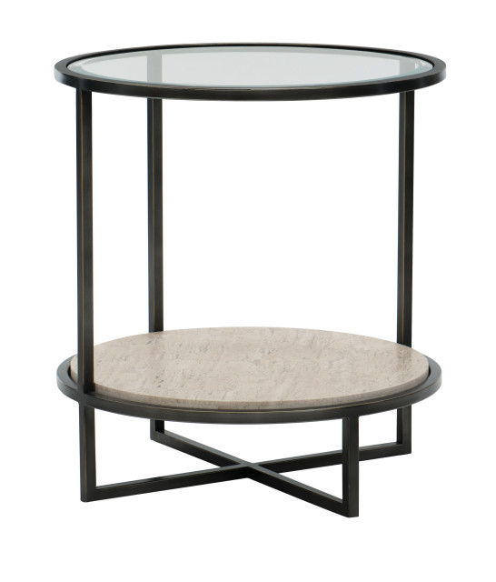 Bernhardt Harlow Metal Round Chairside Table - Industrial - Side Tables ...