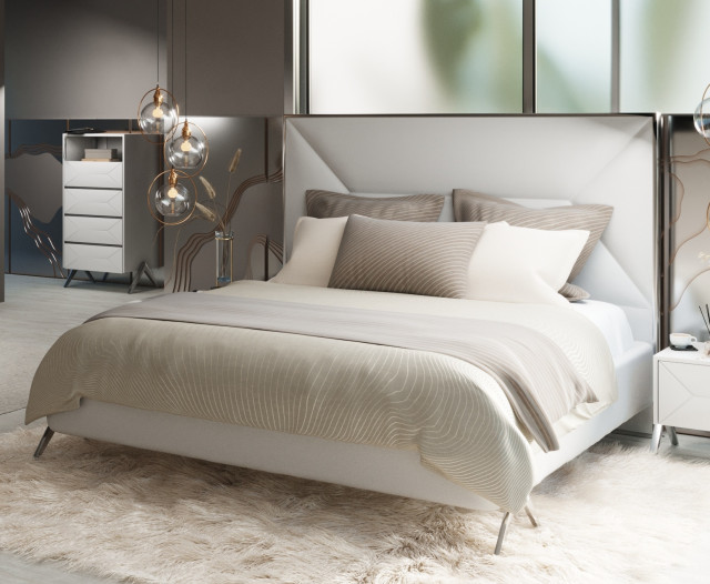 Modrest Candid Modern White Bed, Eastern King - Contemporary - Platform ...
