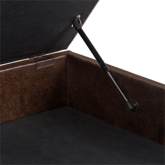 Simpli Home Owen Faux Air Leather Square Coffee Table Ottoman In Black