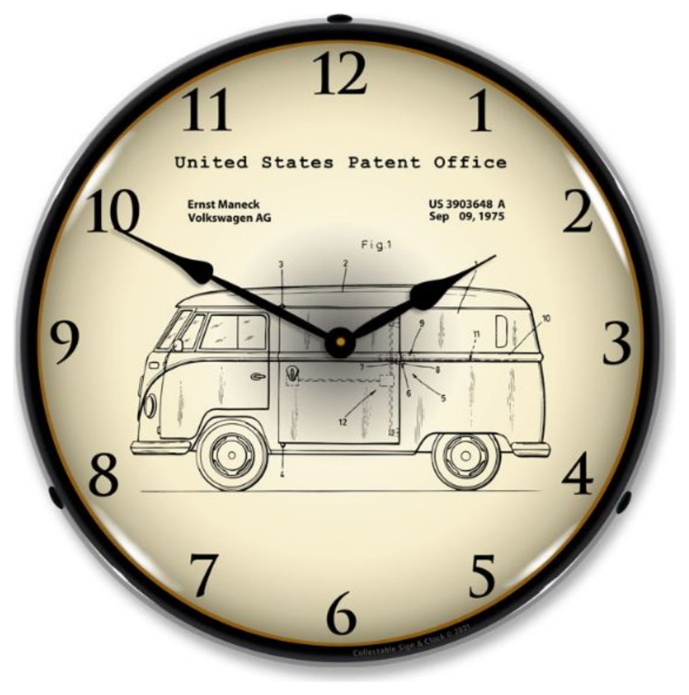 2103221 Volkswagen Bus 1975 Patent Clock - Contemporary - Wall Clocks ...