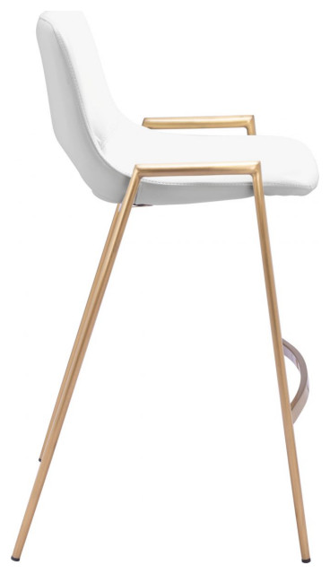 Desi Counter Stool, Gold Steel Base, Faux Leather, Set of 2 ...