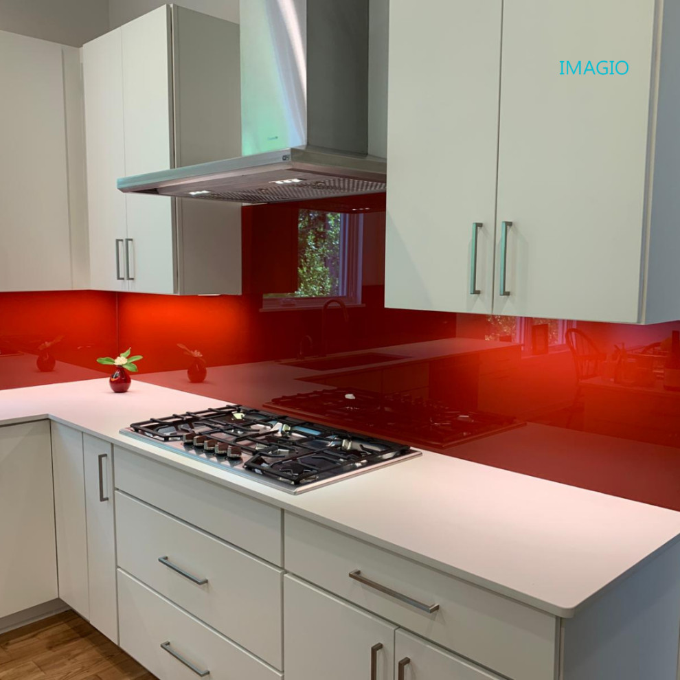 IMAGIO Bolero Red Solid Glass Kitchen Backsplash - Contemporary ...