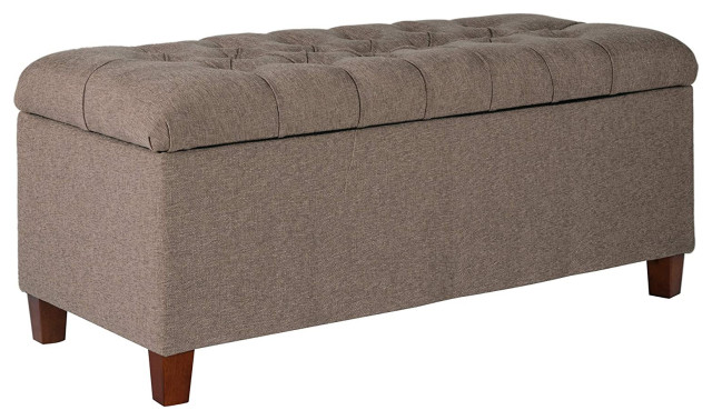 Benzara BM195764 Fabric Upholstered Tufted Wood Bench With Hinged ...