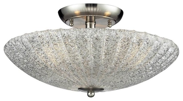 Luminesce 3-Light Semi-Flush, Satin Nickel - Transitional - Flush-mount ...