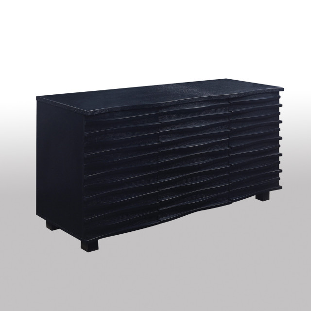 3 Drawers and 2 Doors Server, Black - Transitional - Buffets And ...
