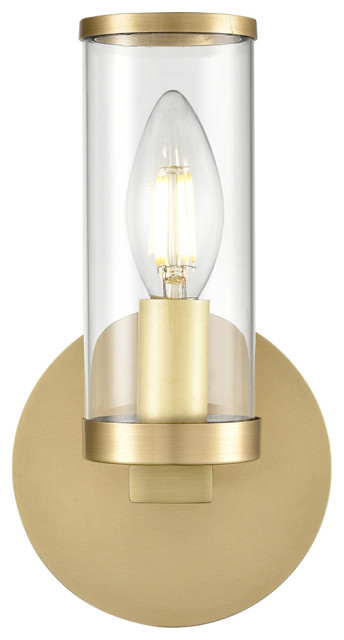 Revolve Wall/Vanity Light Fixture, Natural Brass/Clear Glass, 4.75"Wx8 ...