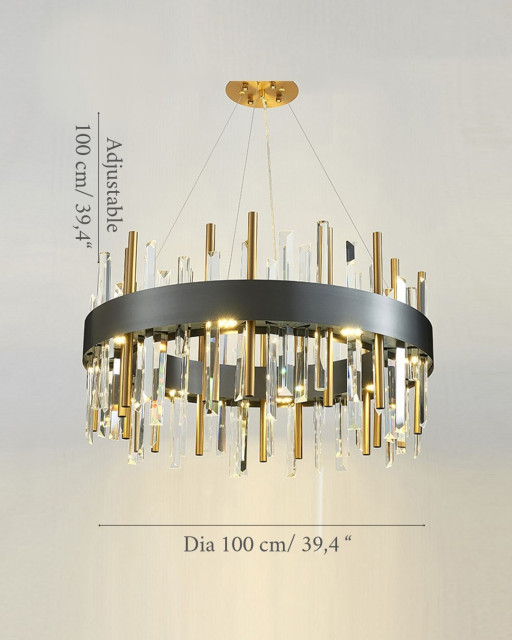 Royal Hanging Gold/Titanium/Copper Round Crystal Chandelier for Dining ...