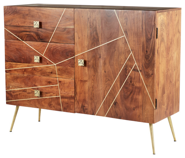 Modern Brown Metal Buffet 22815, 46" x 16" x 36" - Midcentury - Buffets ...