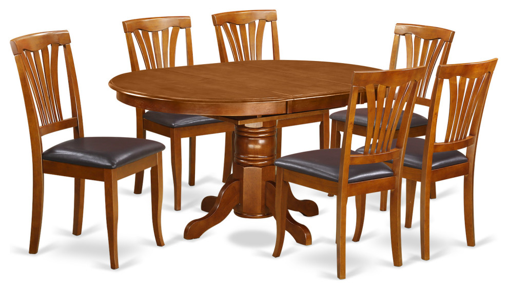 Avon7-Sbr-Lc, 7-Piece avon Table With Leaf and 6 Padded Leather Chairs ...