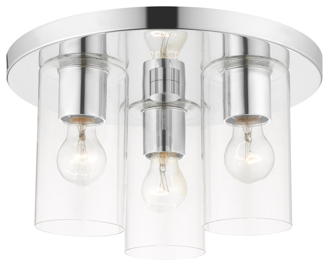 Livex Lighting Zurich 3 Light Polished Chrome Large Flush Mount ...
