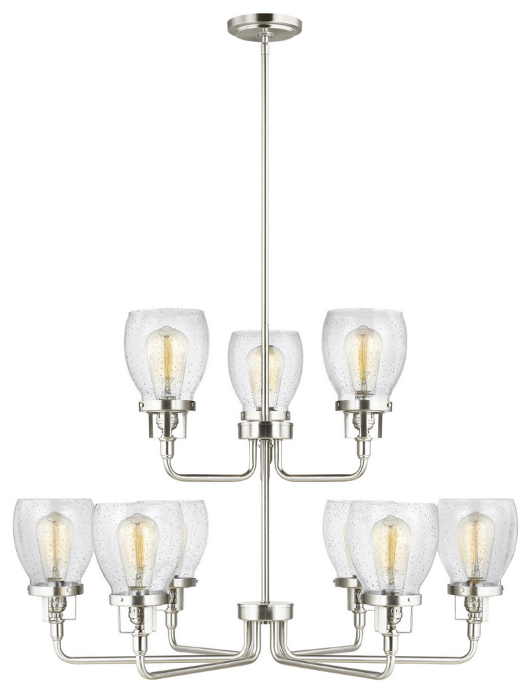 Belton Nine Light Chandelier in Brushed Nickel - Industrial ...
