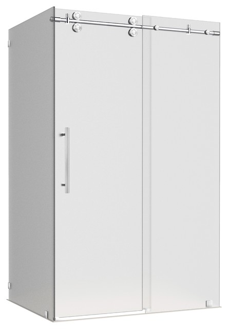 Langham Frameless Sliding Shower Enclosure Stainlessreversible 48x35