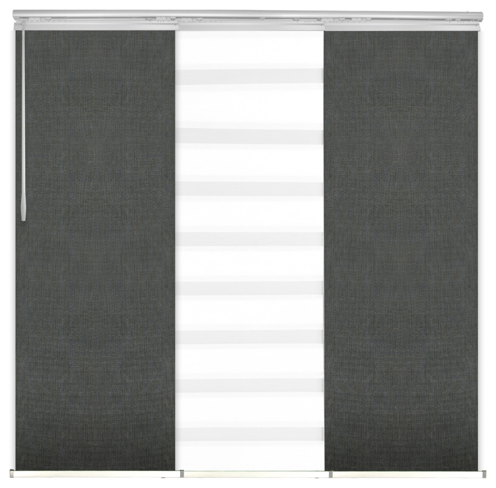 Blanched White-Koala Gray 3-Panel Track Extendable Vertical Blinds 36 ...