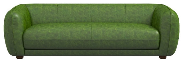 Maylo Mid Century Modern Luxury Italian Leather Couch in Green ...