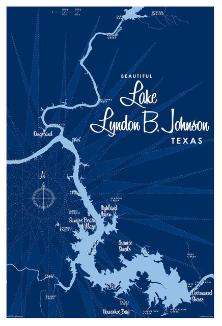 Lakebound Lake Lbj Tx Navy Art Print, 12"x18" - Contemporary - Fine Art ...
