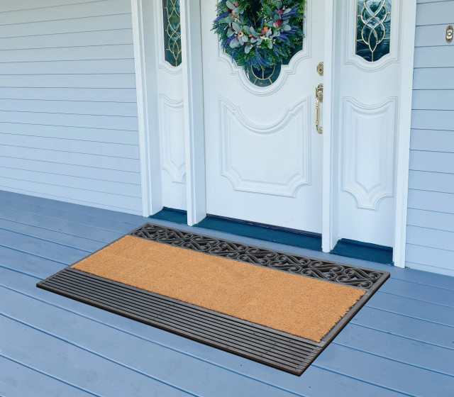 Rubber And Coir Rosewood,Heavy Duty Outdoor Doormat, 24