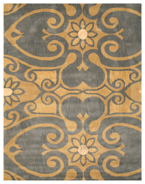 Blue Transitional Floral Leo Area Rug, 5' x 8' - Contemporary - Area ...