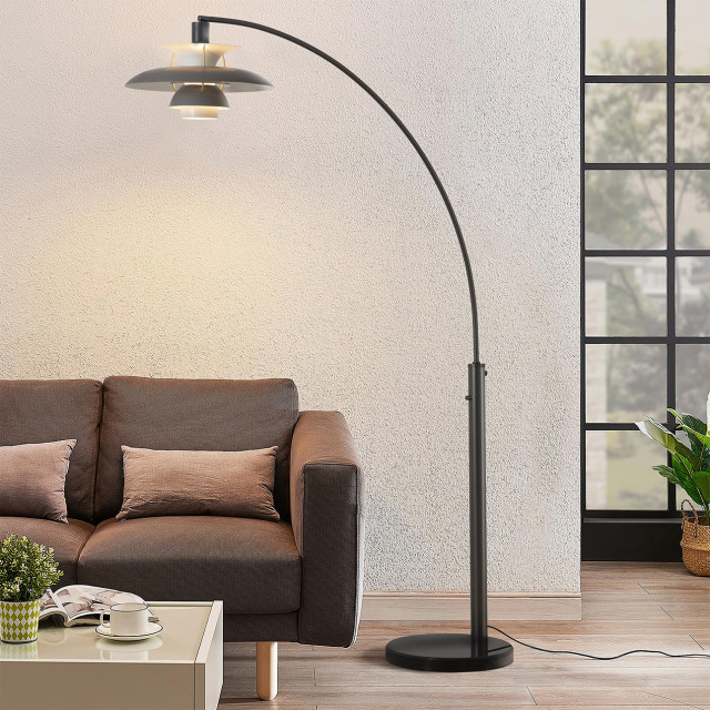 Palm Springs 1 Light Arc Floor Lamp, Gunmetal - Midcentury - Floor ...