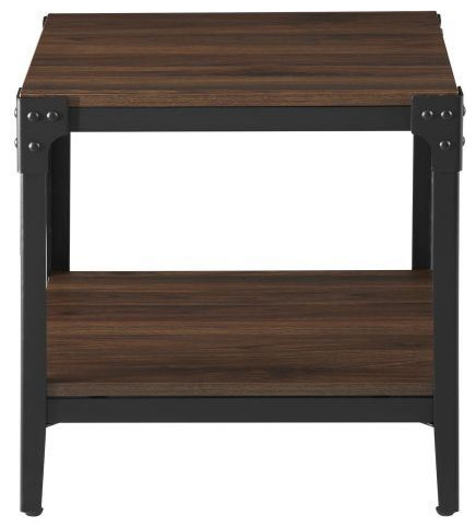 Walker Edison Rustic Wood Set of 2 End Side Table, Dark Walnut ...