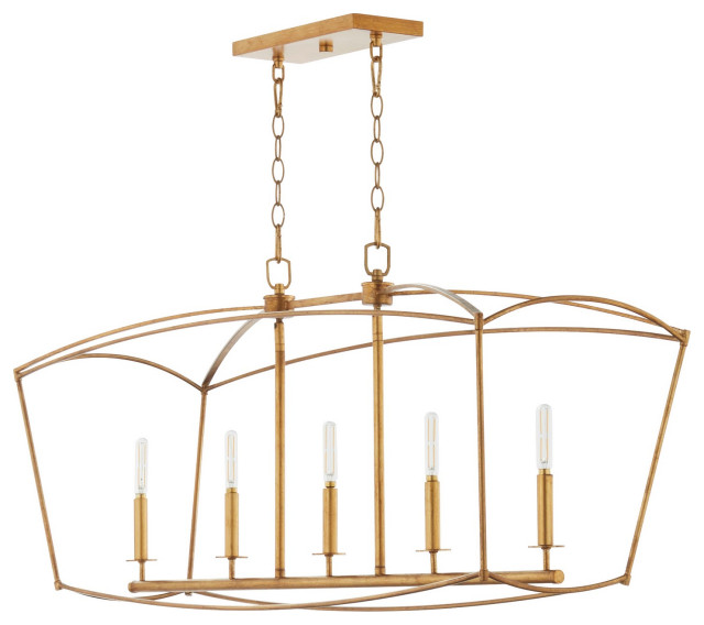Mantle Transitional Chandelier, Gold Leaf - Transitional - Kitchen ...