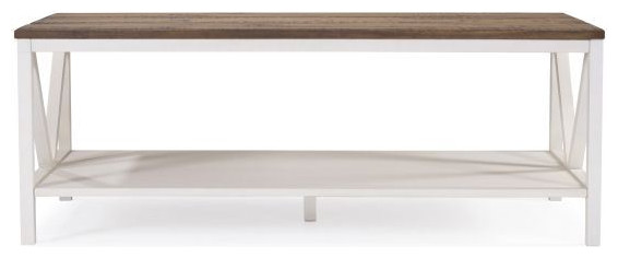 48" Distressed Farmhouse Coffee Table, Reclaimed Barnwood/White Wash ...