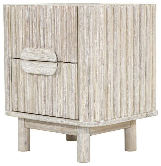 Oasis 2-Drawer Acacia Nightstand, Beige - Farmhouse - Nightstands And ...