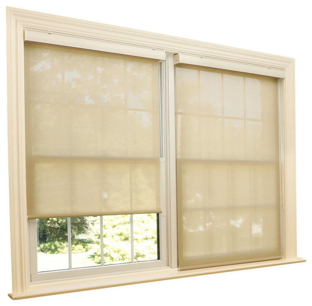 Premium Linen Look Roller Window Shade, Chocolate, 28" - Contemporary ...