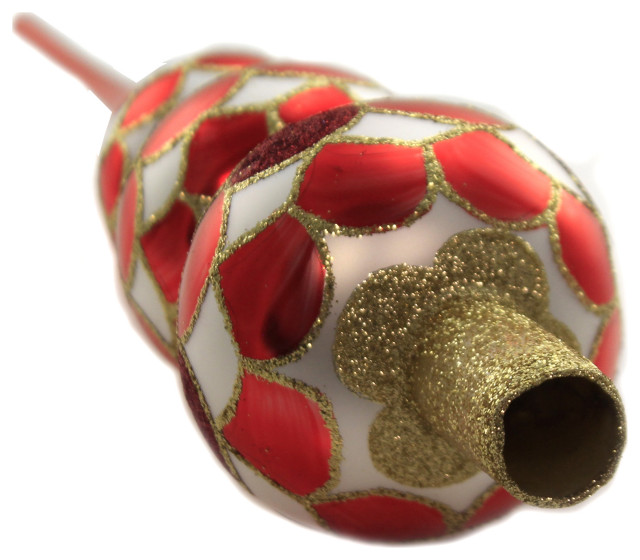 Christina's World Red/Gold Harlequin Tree Top Finial Ball Christmas ...