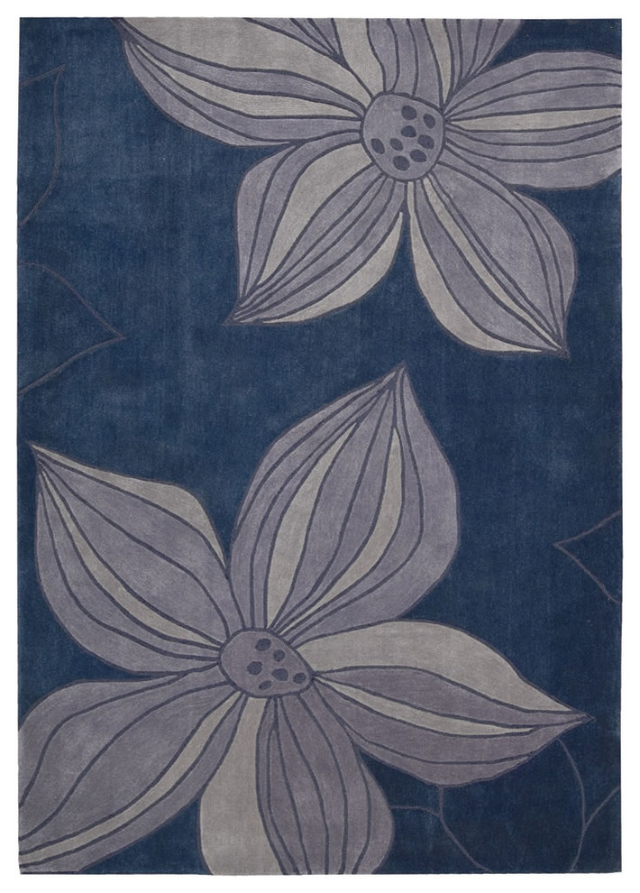 Nourison Contour Blue Area Rug, 8'x10'6", 8'x10'6" - Contemporary ...