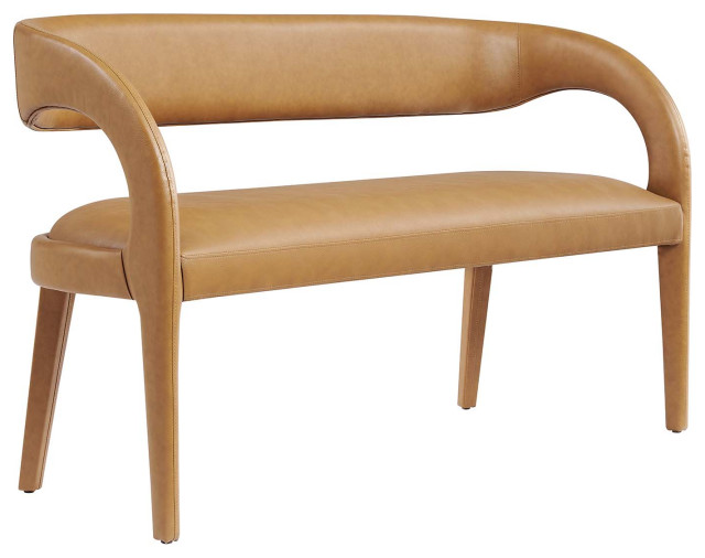 Pinnacle Vegan Leather Accent Bench, Tan - Contemporary - Upholstered ...