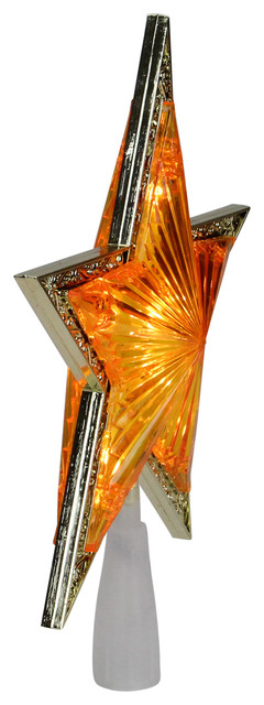 9" Gold and Amber Crystal 5 Point Star Christmas Tree Topper - Modern ...