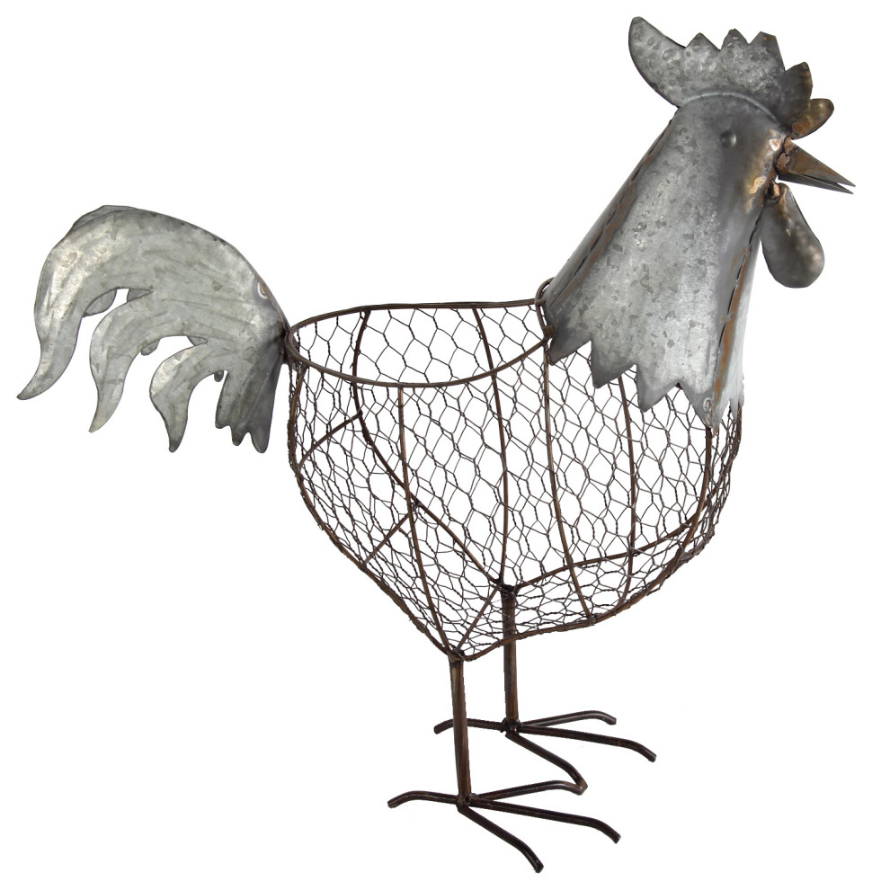 Metal Rooster, 18x6.8x18.3 - Farmhouse - Baskets - by R16 HOME | Houzz