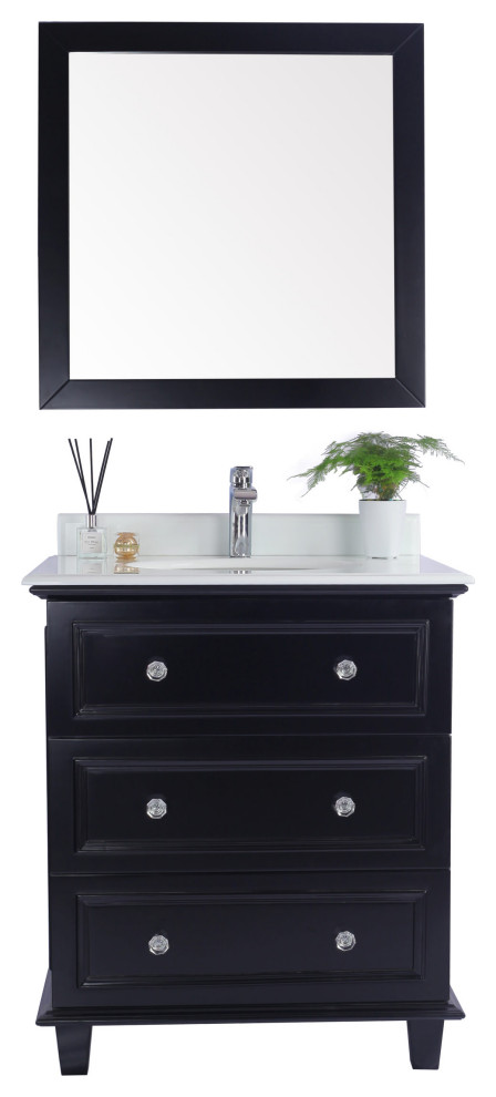 Luna 30" Espresso Bathroom Vanity With Pure White Phoenix Stone ...