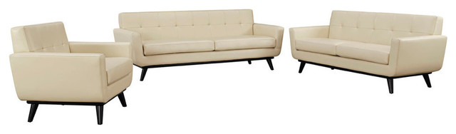 Engage 3 Piece Leather Living Room Set, 33"L x 40"W x 32.5"H ...
