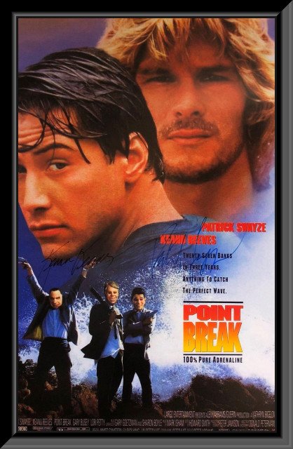 Point Break Keanu Reeves and Patrick Swayze signed movie poster ...