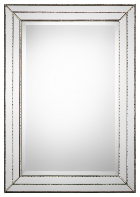 Metallic Silver Finish Featuring Grooved Texture And Mirror Inlays ...