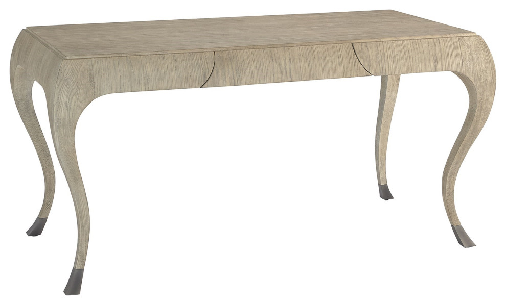 Elegant Parisian Curved Leg Writing Desk Solid Oak Wood 1 Drawer ...