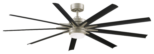 Odyn Ceiling Fan, Brushed Nickel With Black Blades, 72" - Transitional ...