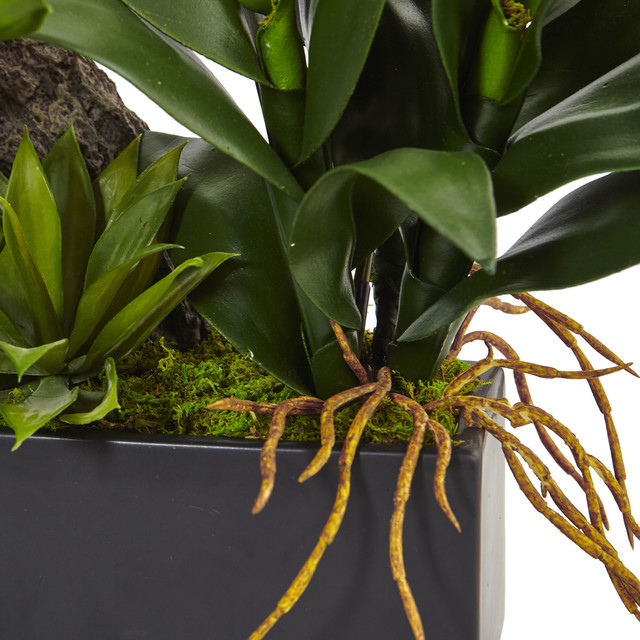 Dendrobium and Bromeliad Arrangement - Contemporary - Artificial Flower ...