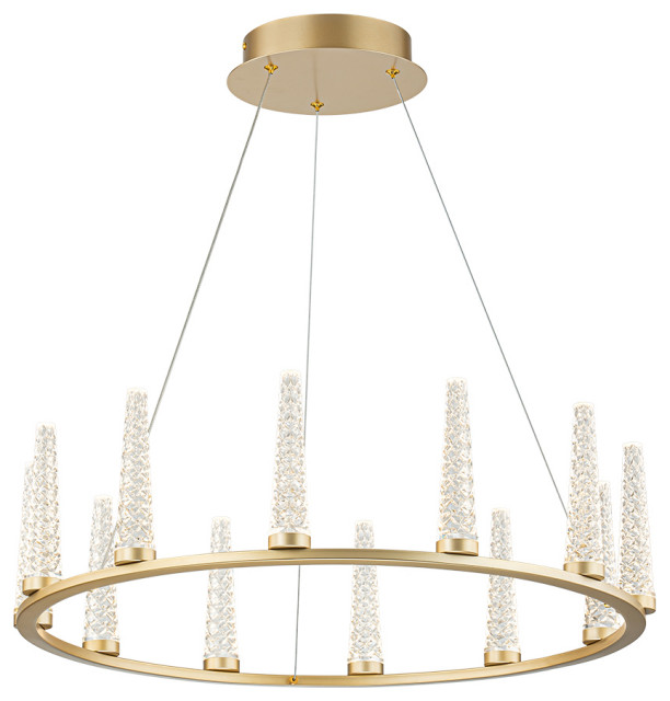 12-Light Gold Candle LED Round Chandelier - Modern - Chandeliers - by ...