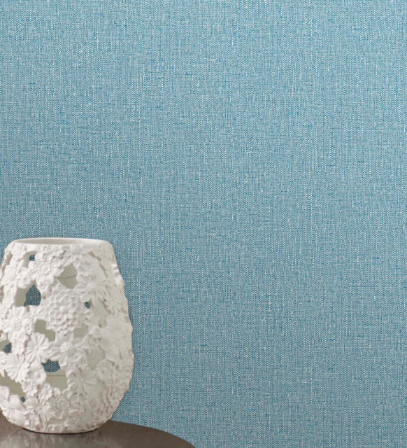 Grace Blue Linen Wallpaper, Swatch - Contemporary - Wallpaper - by ...