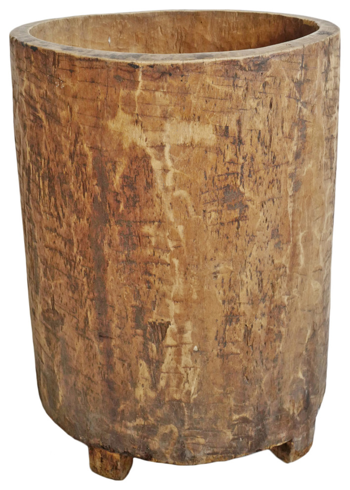 Consigned Old Naga Wood Trunk Pot - Rustic - Indoor Pots And Planters ...